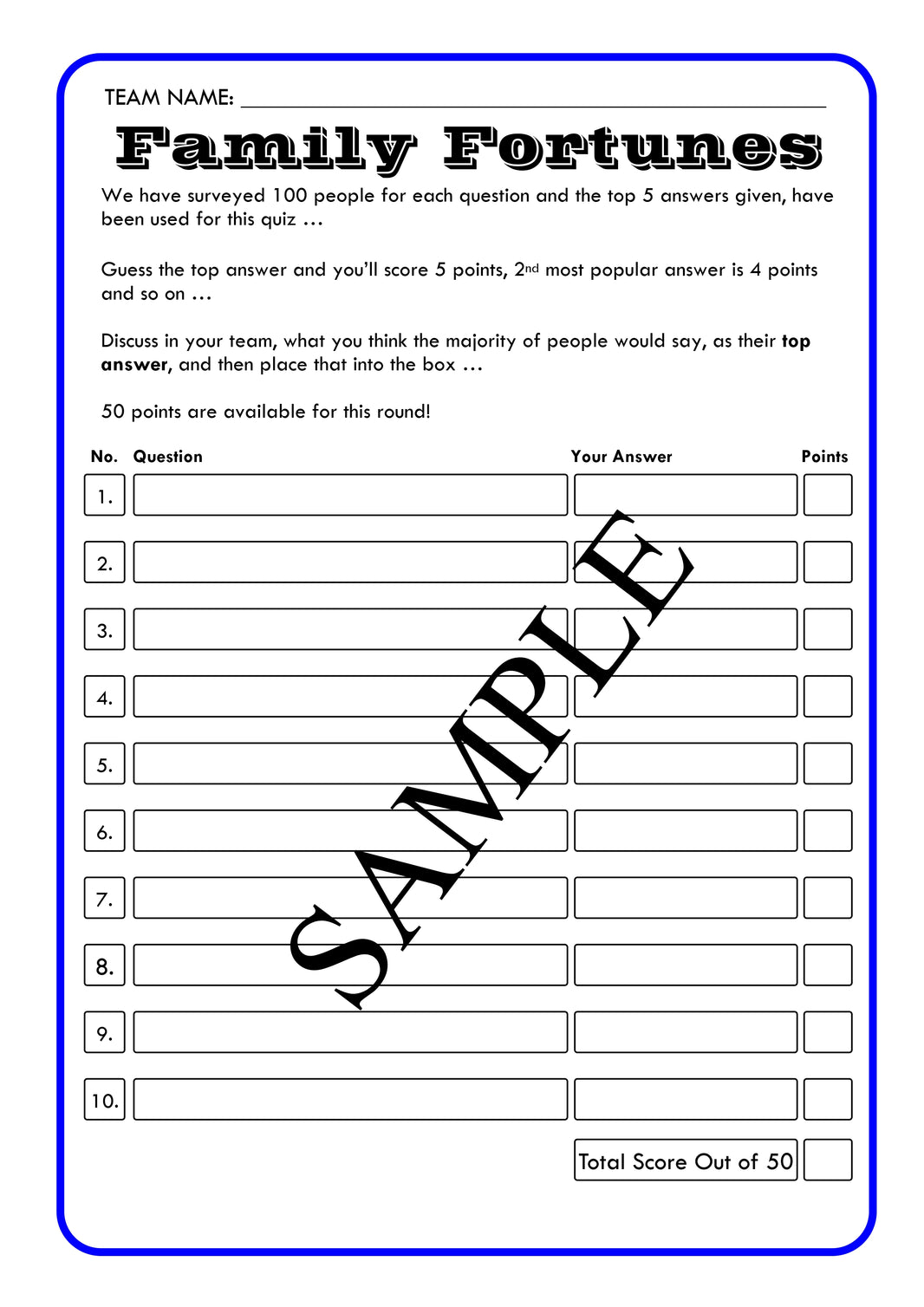 Family Fortunes Questions And Answers – Boogie Bingo Games