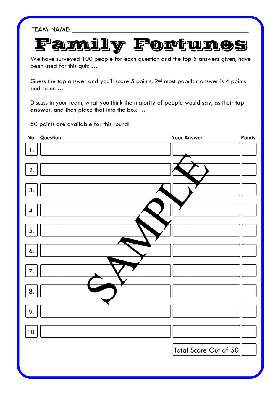 Family Fortunes Questions And Answers – Boogie Bingo Games