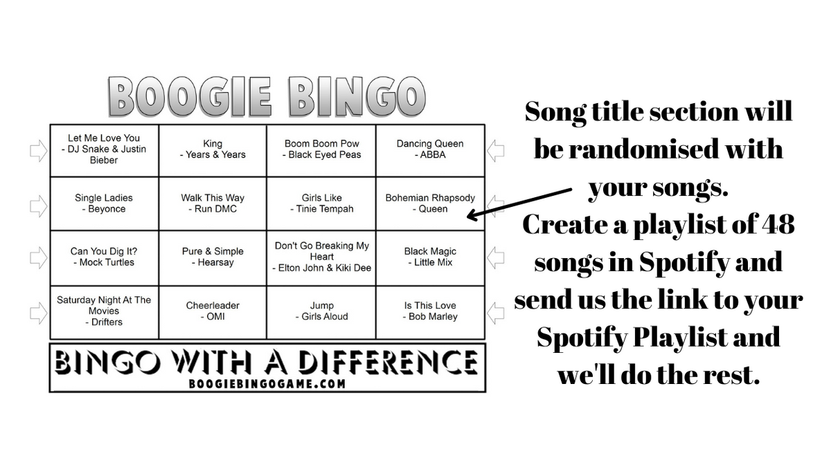 Music Bingo Games UK | Printable Party Entertainment | Boogie Bingo ...