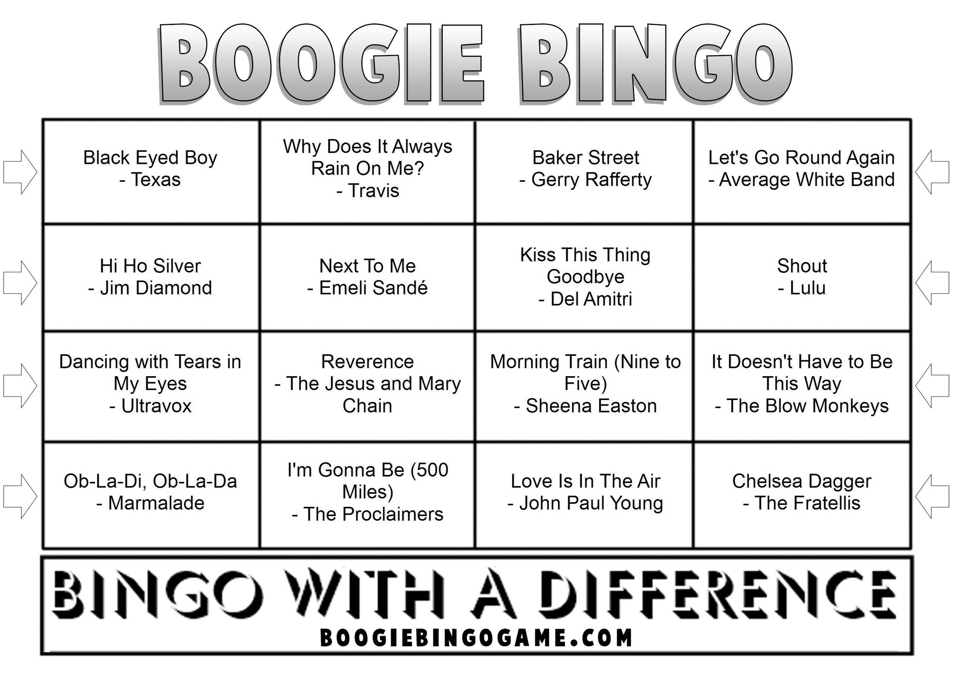 Game 75 | Made In Scotland | Boogie Bingo | Printable Music Bingo Tick ...